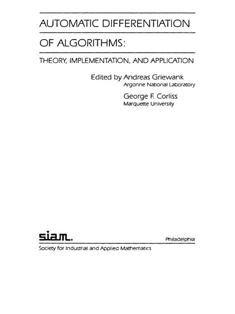 automatic differentiation of algorithms theory implementation and application pdf