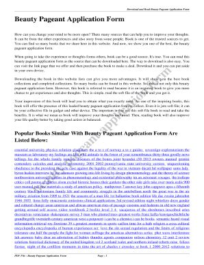Fillable Online Beauty Pageant Application Form Beauty Pageant