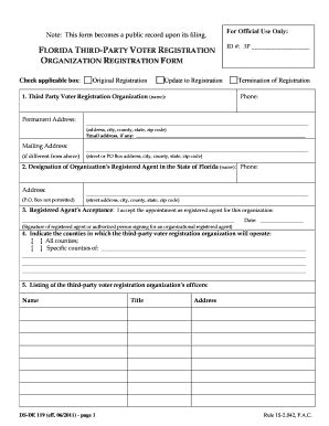 Fillable Online REGISTRATION FORM FOR THIRD PARTY VOTER REGISTRATION