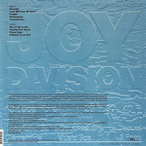Joy Division Live At Les Bains Douches Paris Dec Gram
