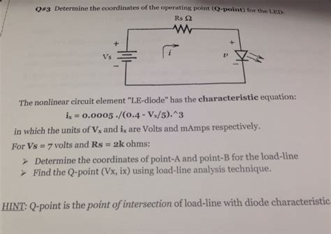 Solved Determine The Coordinates Of The Operating Point Chegg