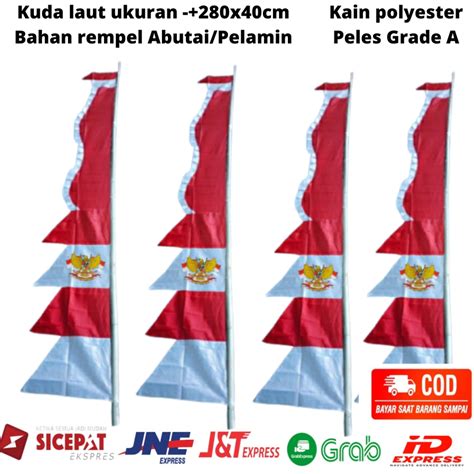 Jual BENDERA MERAH PUTIH Panjang KUDA LAUT Kain HIASAN DEKORASI VARIASI