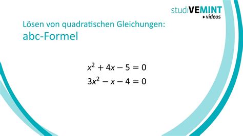 Lösen von quadratischen Gleichungen abc Formel YouTube