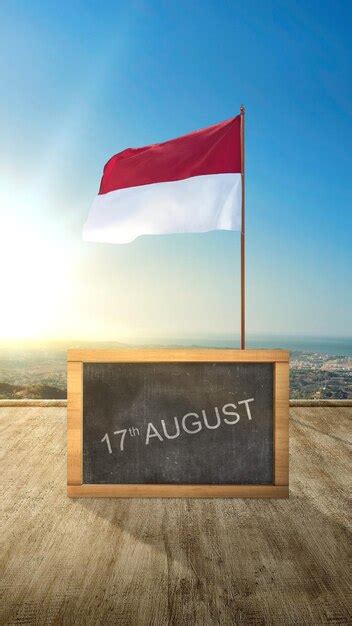 La Bandera Roja Y Blanca De La Bandera Indonesia Con Fondo De Cielo