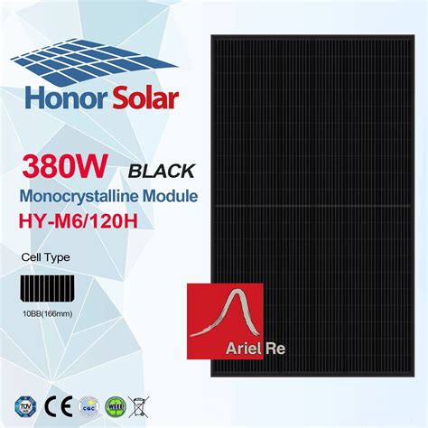 380 W Full Black Half Cell Perc Mono PV Solar Panel System Clear Energy