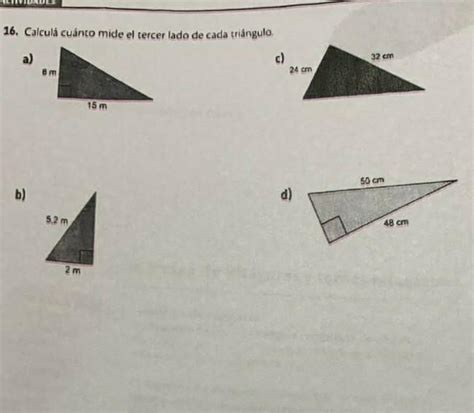 Calcula Cuanto Mide El Tercer Lado De Cada Triangulo Brainly Lat