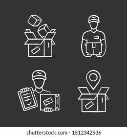 Delivery Neon Light Icons Set Parcel Stock Vector Royalty Free