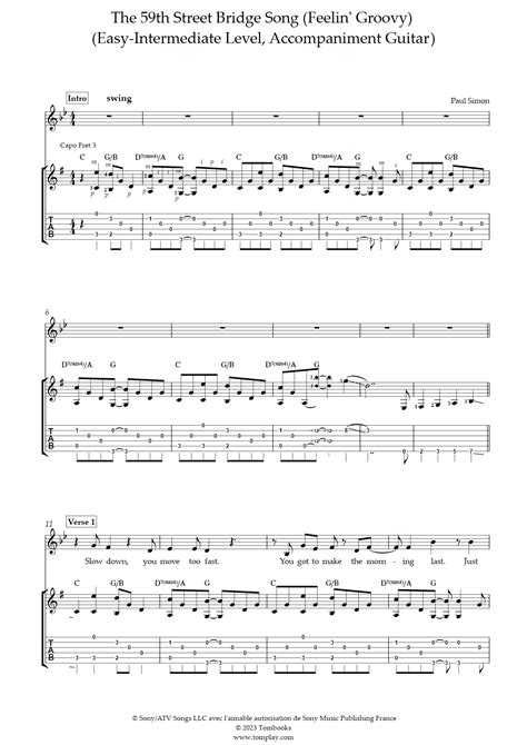 The Th Street Bridge Song Feelin Groovy Easy Intermediate Level
