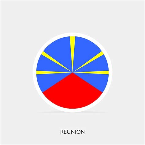 Icono de bandera redonda de reunión con sombra Vector Premium