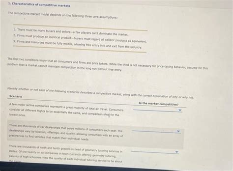 Solved The Competitive Market Model Depends On The Following Chegg