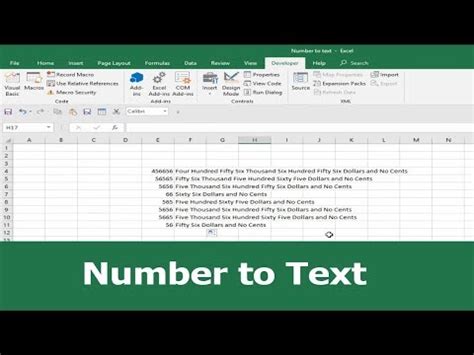 Excel Tutorial How To Convert Number To Text In MS Excel 2016 The