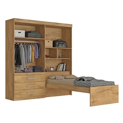 Guarda Roupa Solteiro Conjugado Lyon Portas Gavetas Mdf