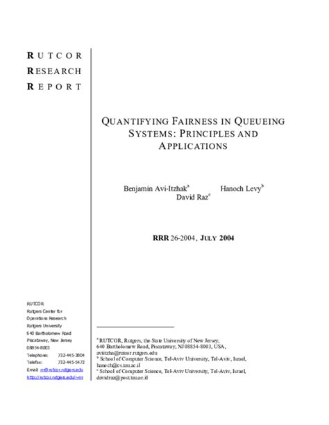 pdf quantifying fairness in queueing systems principles and applications david raz