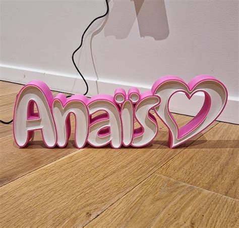 Archivo STL gratis LÁMPARA LED PERSONALIZADA NOMBRE ANAÏS