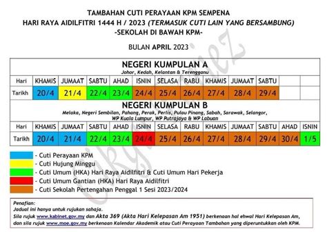 Cuti Hari Raya Aidilfitri 2023 Tarikh Cuti Sekolah KPM