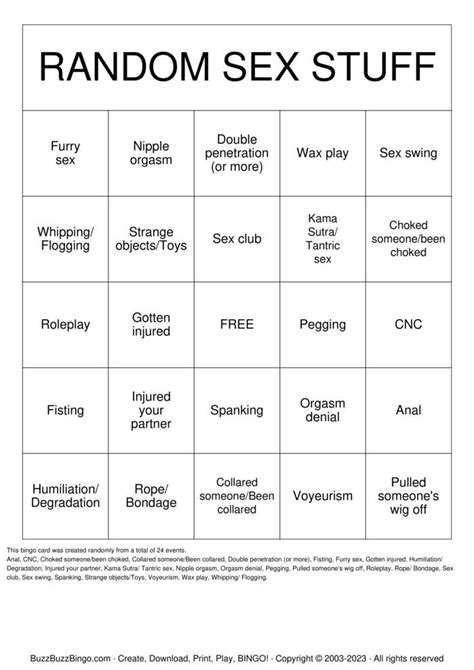 Kinky Sex Bingo Bingo Cards To Download Print And Customize