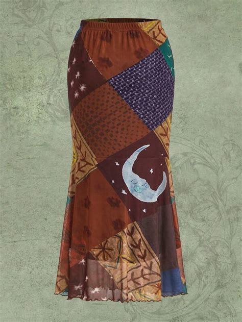 ROMWE Hippie Patchwork Print Mermaid Hem Skirt SHEIN USA