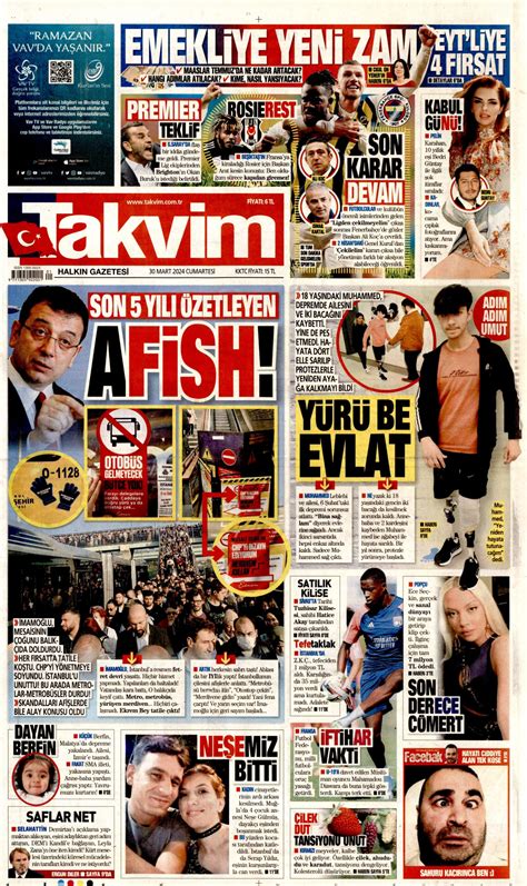 Takvim Gazetesi Takvim Manşet Oku Haberler 30 Mart 2024