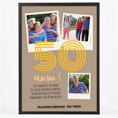 Personalizowany PLAKAT na 50 URODZINY ze zdjęciami 50x70 cm