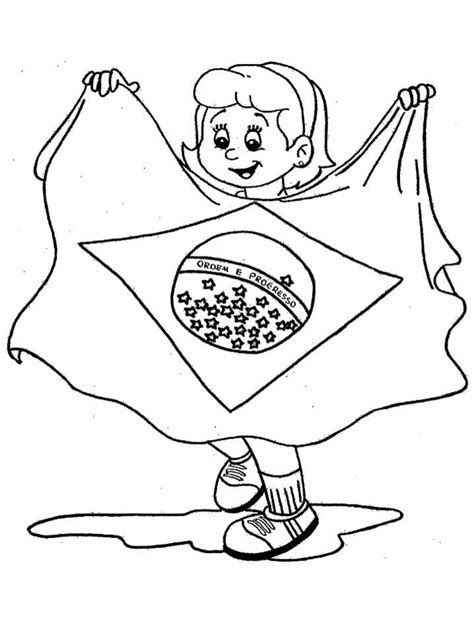 Dibujos De Ni A Y Bandera De Brasil Para Colorear Para Colorear Pintar