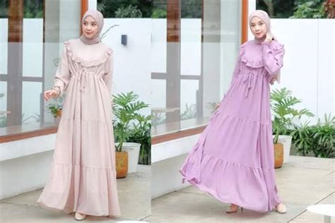7 Model Gamis Batik Kombinasi Polos Terbaru 2023