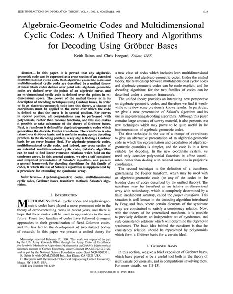 pdf algebraic geometric codes and multidimensional cyclic codes a unified theory and