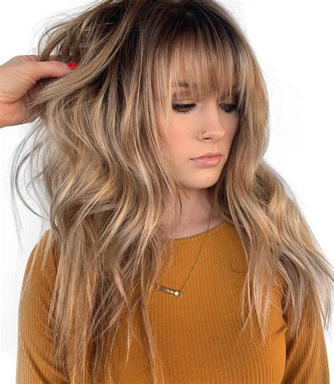 A Bangin Beige Blonde Layered Haircuts With Bangs Long Hair Styles