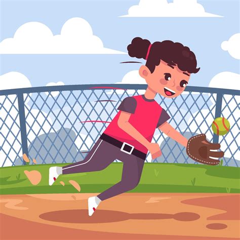 Girl Playing SoftBall 2478973 Vector Art At Vecteezy