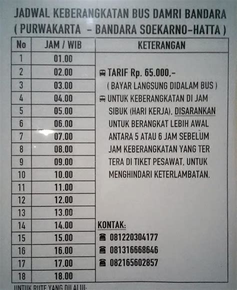 Jadwal Dan Tarif Bus Damri Dari Bandara Soekarno Hatta Cengkareng Ke