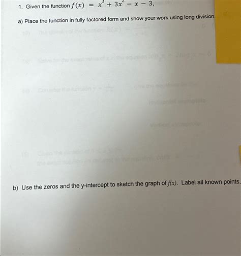 solved given the function f x x3 3x2 x 3 a ﻿place the