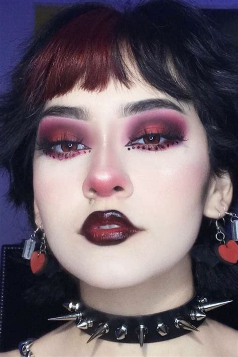 Selfie Of A Beautiful Woman With An Edgy Punk Makeup Look And Punk