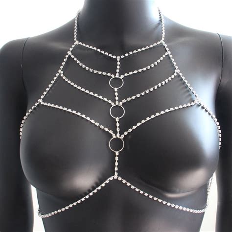 Crystal Rhinestone Layered Body Chain Bralette Chain Bra Etsy