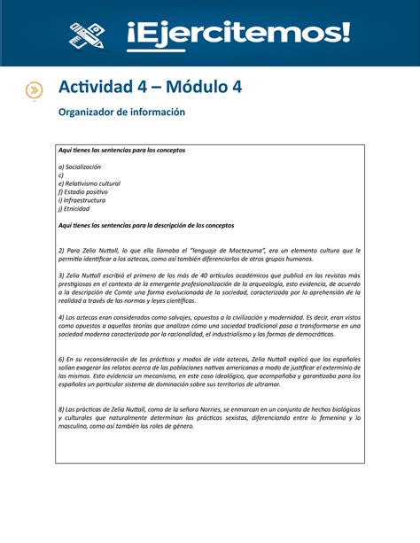 Actividad M Modelo Actividad Organizador De Tienes Las