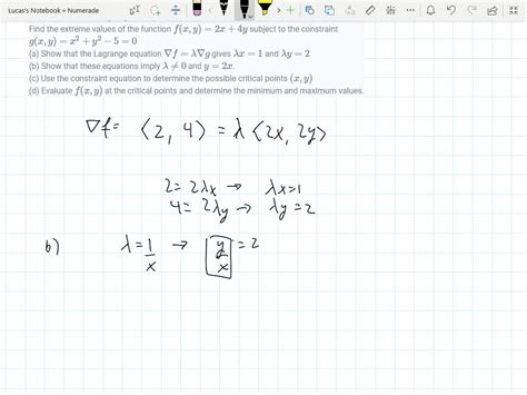 solved use the method of lagrange multipliers unless otherwise stated find the extreme values