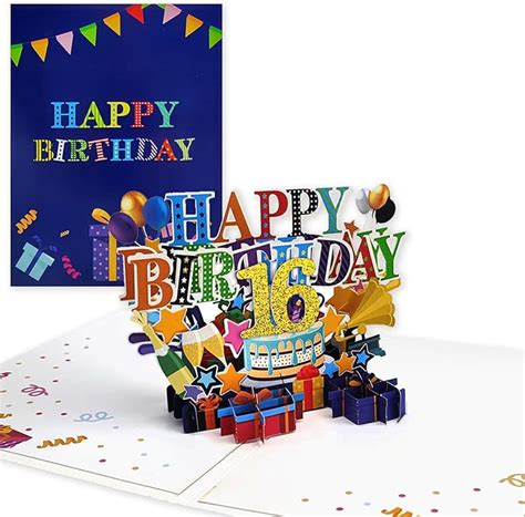 Amazon LiuuLi Funny Pop Up 16th Birthday Card For Teens Boy Girl