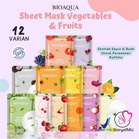 Jual BPOM BIOAQUA Sheet Mask Vegetables And Fruits 25gr Masker