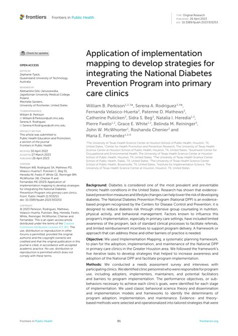pdf application of implementation mapping to develop strategies for integrating the national