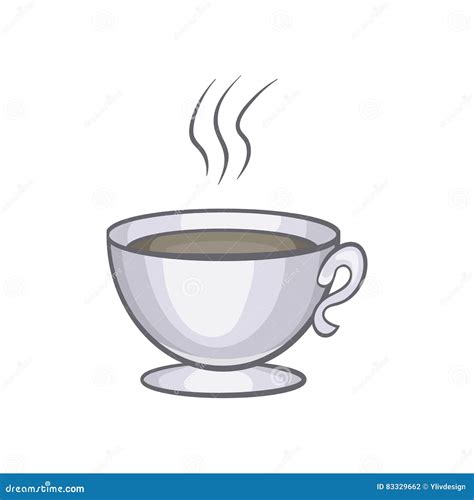 Kopp Kaffesymbol Tecknad Filmstil Vektor Illustrationer Illustration