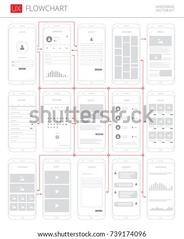 Ui Ux Flowchart Infographic Vector Illustration Stock Vector