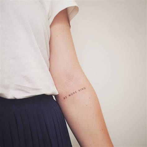 Handpoked Lettering Tattoo That Says Be More Kind