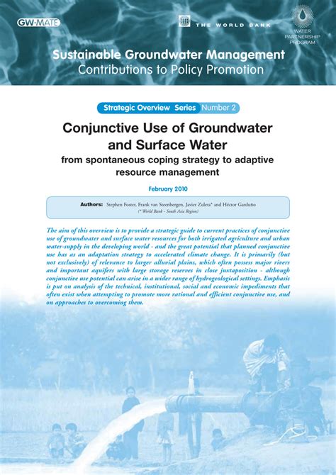 pdf conjunctive use of groundwater and surface water—from spontaneous coping strategy to