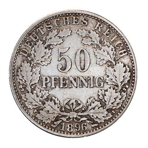 Jaeger 15 Kaiserreich 50 Pfennig Eichenkranz In Silber 1896 A F Ss