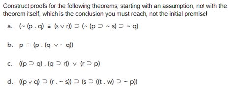 solved construct proofs for the following theorems starting