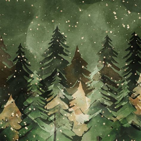 Kerstkaart Waterverf Kerstbomen Goud Fijne Kaartje2go