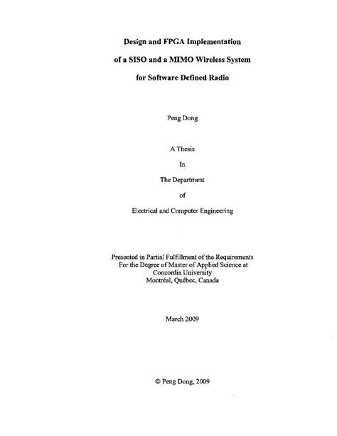 pdf design and fpga implementation of a siso and a mimo wireless system for software defined