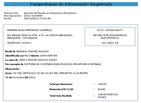Como Hacer Un Recibo De Pago Por Honorarios Image To U