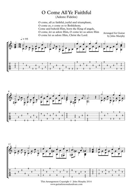 O Come All Ye Faithful Adeste Fideles Sheet Music Traditional