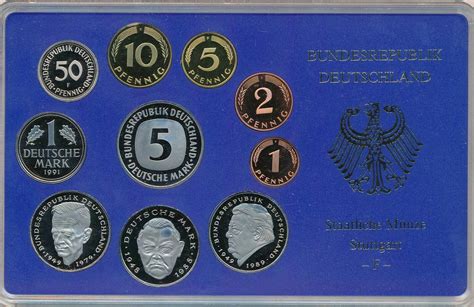 Mark 1991 F Münzen Bundesrepublik Deutschland KMS Kursmünzensatz MA Shops