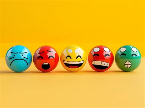 Ping Pong Balls With Expressive Icons Contrasting Joy And Sorrow On
