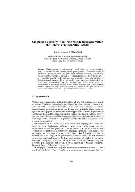 pdf ubiquitous usability exploring mobile interfaces within the context of a theoretical model